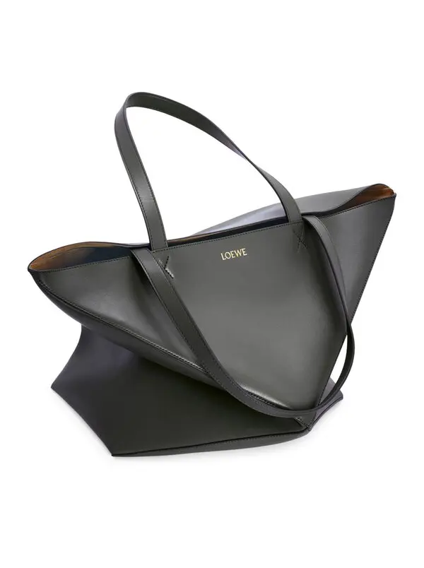 Loewe Polished Calfskin Puzzle Fold Tote Xl Bag - Black
