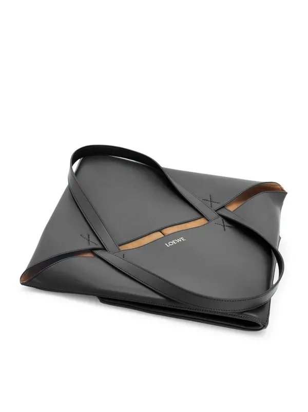 Loewe Polished Calfskin Puzzle Fold Tote Xl Bag - Black