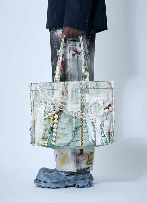 Acne Studios Tote Bag With Trompe L'oeil Print - Multicolor