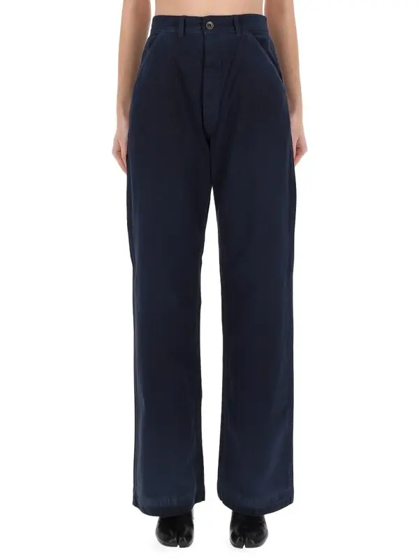 MAISON MARGIELA Herringbone Wide Leg Jeans - Blue