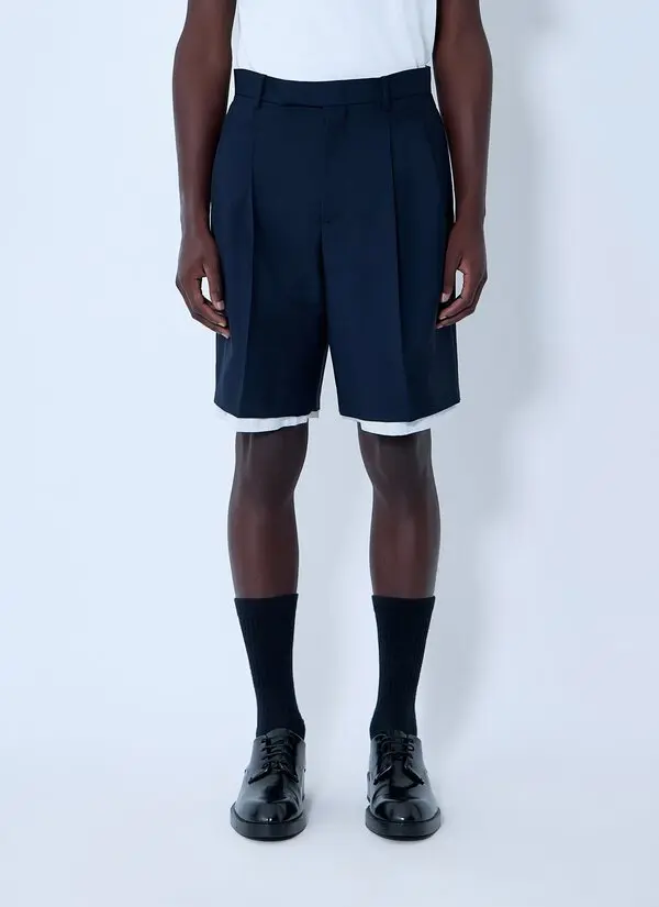 JIL SANDER Wool And Mohair Tailored Shorts - Blue