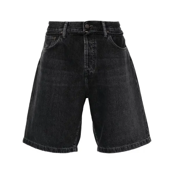 Acne Studios Wide Leg Knee Length Denim Shorts - Black