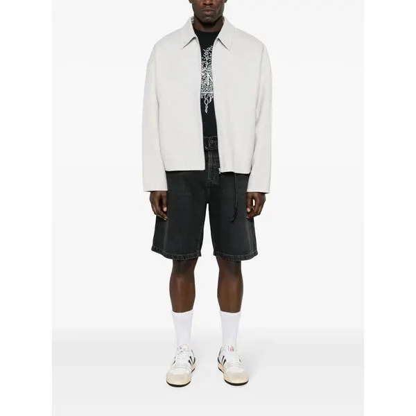 Acne Studios Wide Leg Knee Length Denim Shorts - Black
