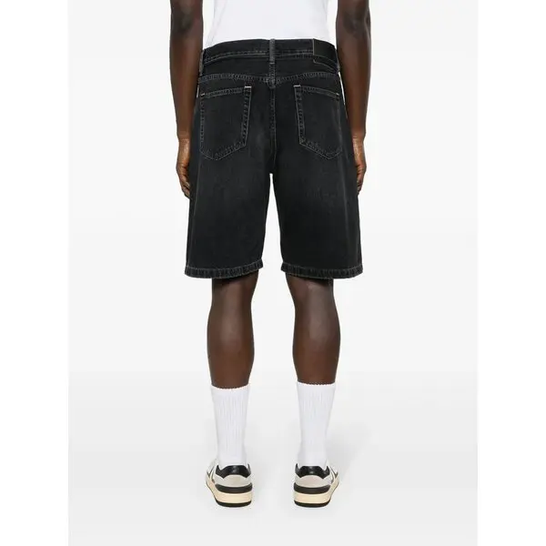 Acne Studios Wide Leg Knee Length Denim Shorts - Black
