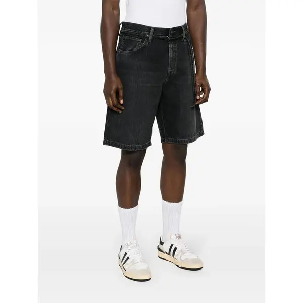 Acne Studios Wide Leg Knee Length Denim Shorts - Black