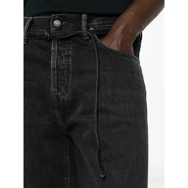 Acne Studios Wide Leg Knee Length Denim Shorts - Black