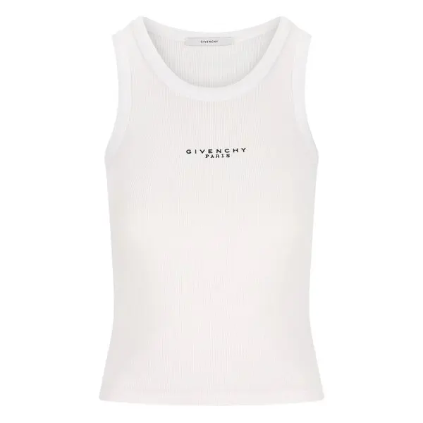 Givenchy Ribbed Knit Sleeveless Top With Logo Print