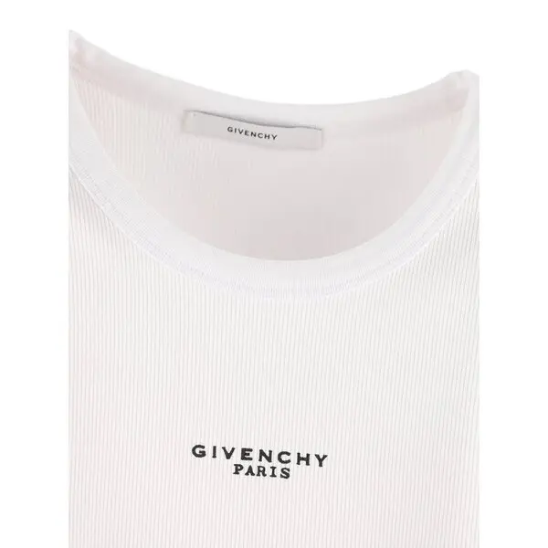 Givenchy Ribbed Knit Sleeveless Top With Logo Print