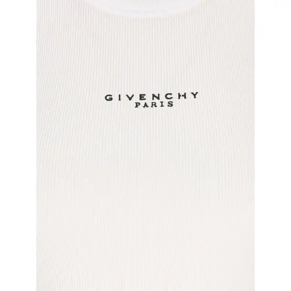 Givenchy Ribbed Knit Sleeveless Top With Logo Print