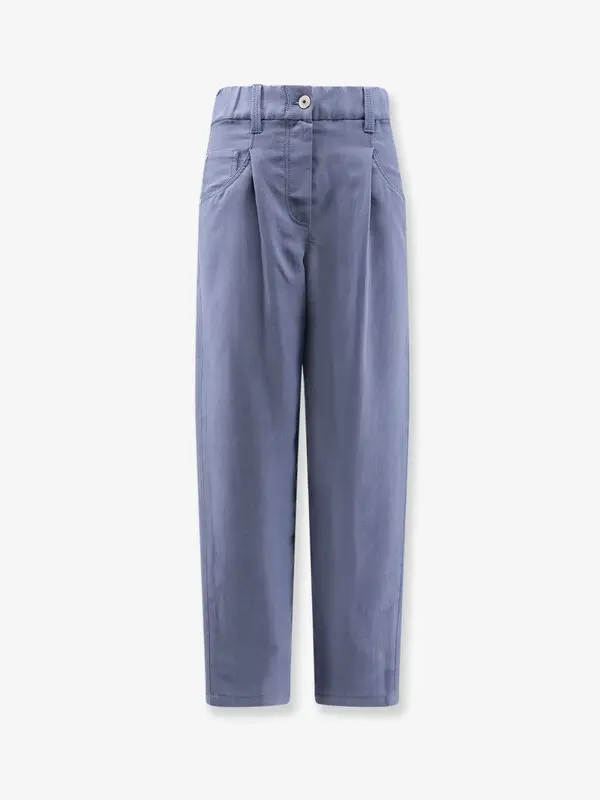 Brunello Cucinelli Viscose And Linen High-waisted Trousers