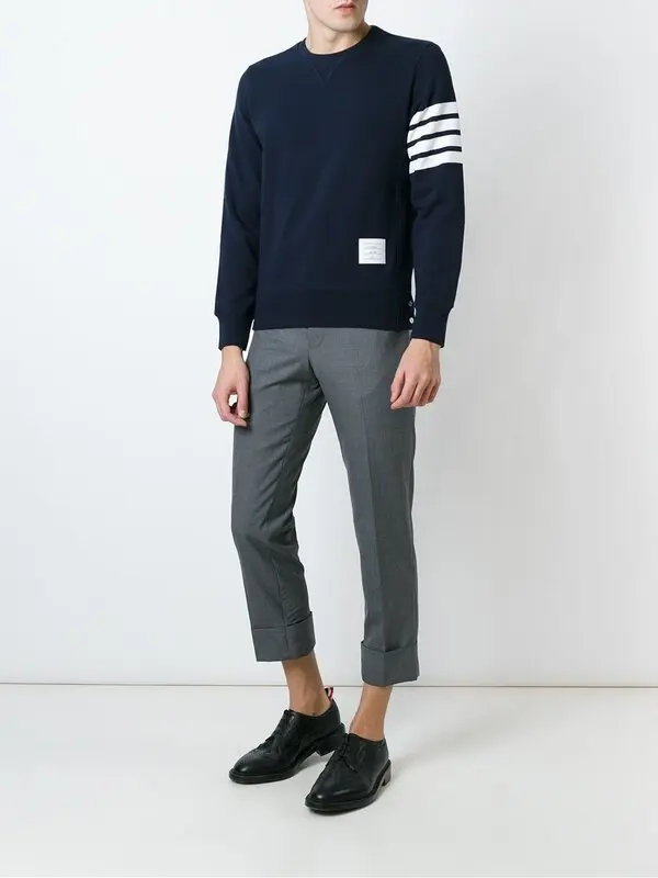 Thom Browne Crewneck Sweatshirt With 4-bar Stripe Detail - Multicolor