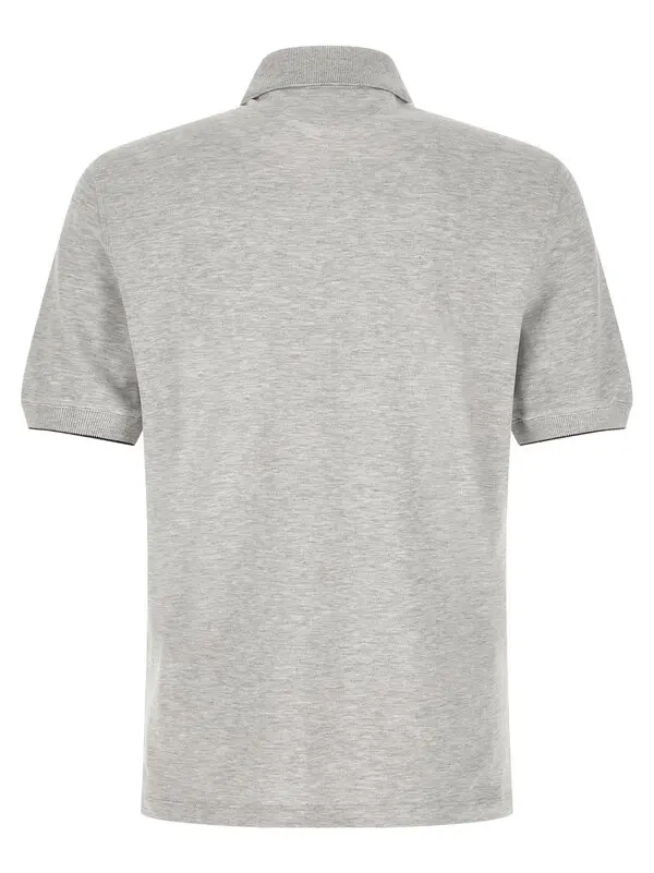 Brunello Cucinelli Logo Piqué Polo Shirt - Gray