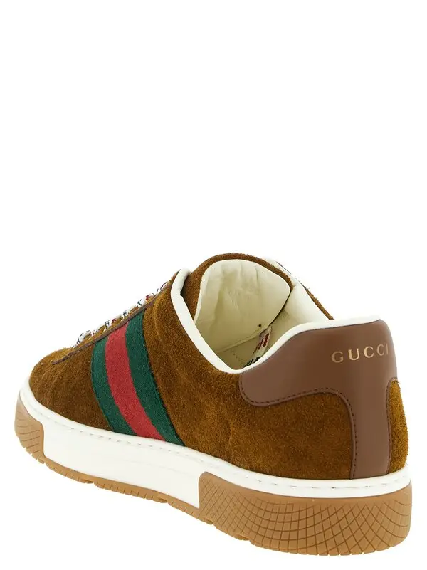 Gucci Ace Sneakers With Web Detailing - Brown