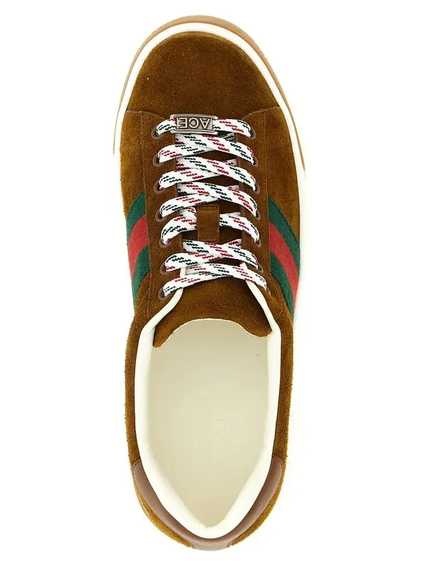 Gucci Ace Sneakers With Web Detailing - Brown