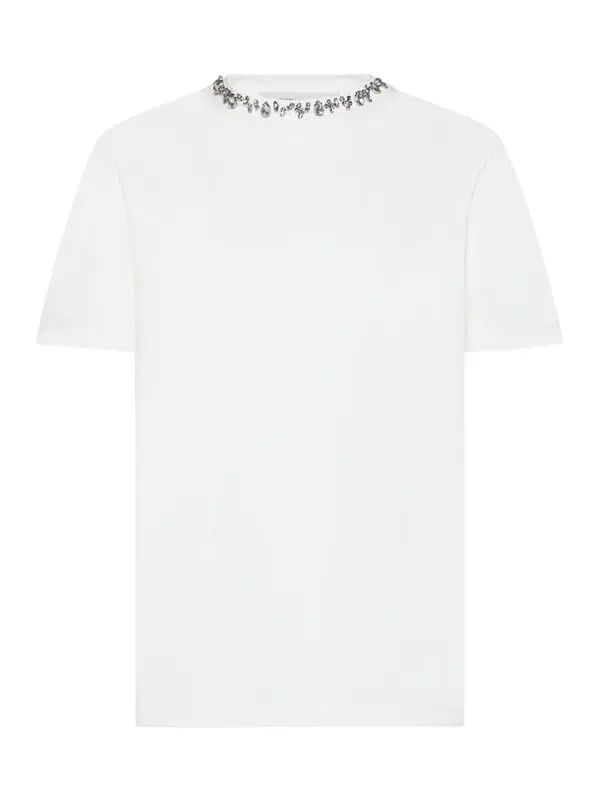 GOLDEN GOOSE Cotton T-shirt With Crystal Embellishments - Multicolor