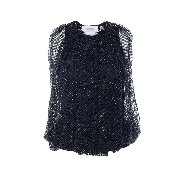 Sportmax Nodo Mesh Top With Crystals - Black