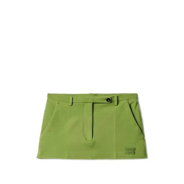 Miu Miu Straight Skirt With Logo Detail - Green