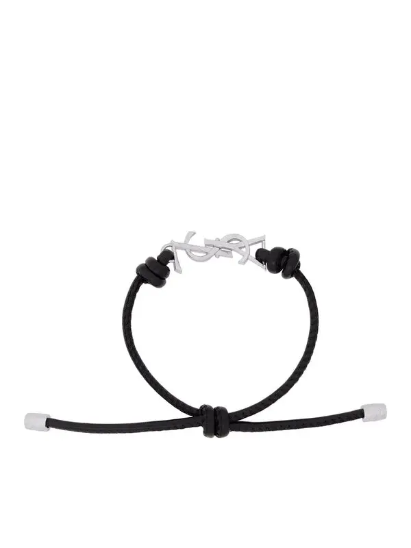 Saint Laurent Cassandre Bracelet With Leather Cord