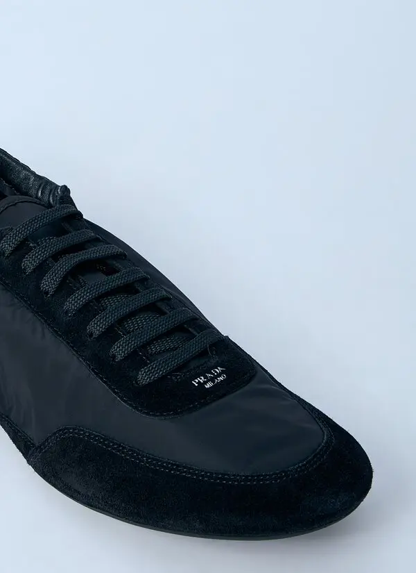 Prada Re-nylon And Suede Collapse Sneakers - Black