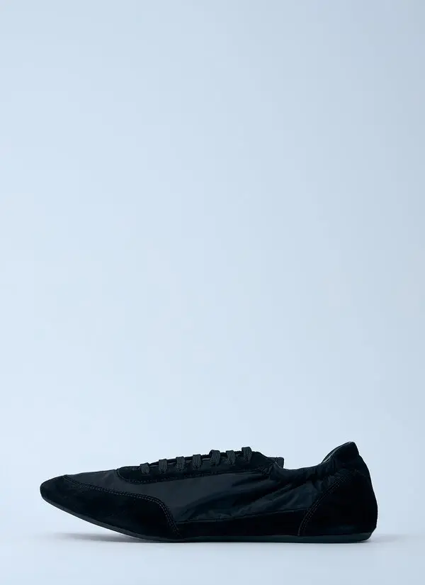 Prada Re-nylon And Suede Collapse Sneakers - Black