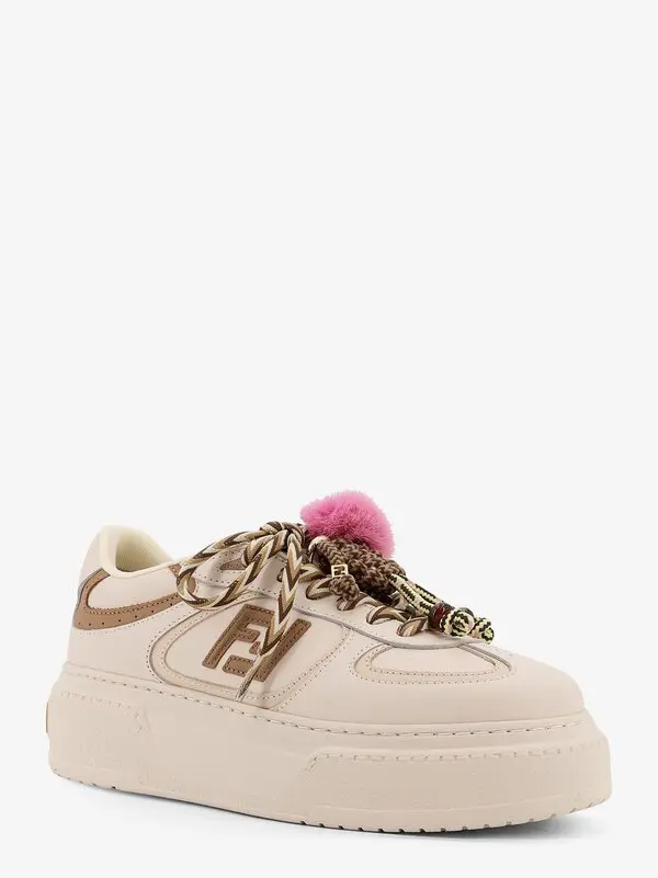 Fendi Leather Platform Sneakers With Charm Detail - Multicolor