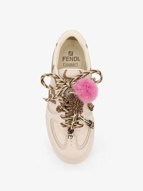 Fendi Leather Platform Sneakers With Charm Detail - Multicolor