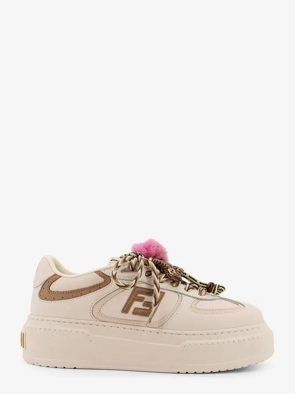 Fendi Leather Platform Sneakers With Charm Detail - Multicolor