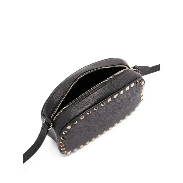 Valentino Garavani Calf Leather Studded Satchel Bag - Black