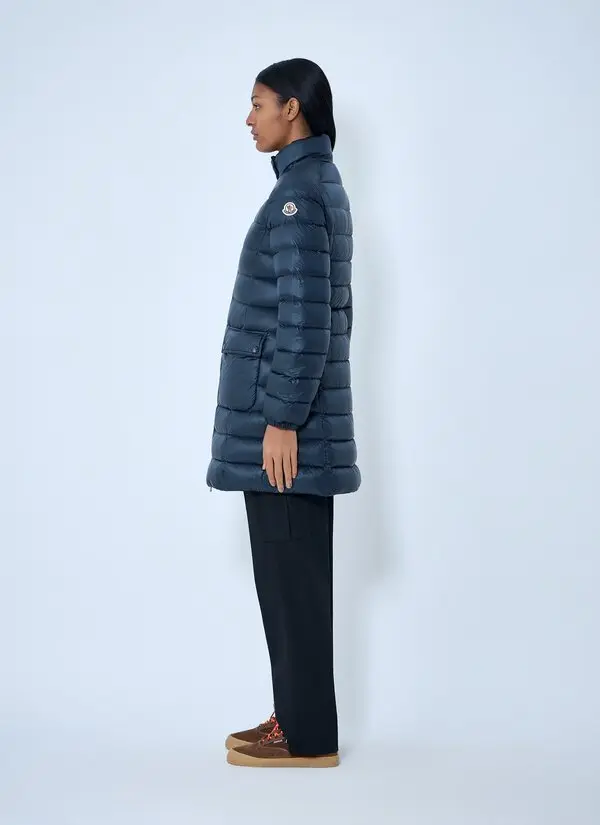 Moncler Genet Down Quilted Long Coat - Blue