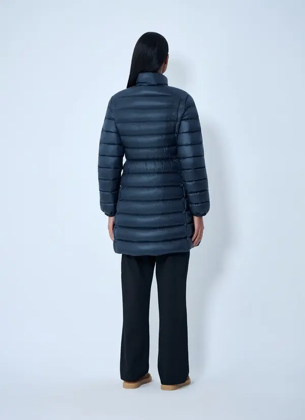 Moncler Genet Down Quilted Long Coat - Blue