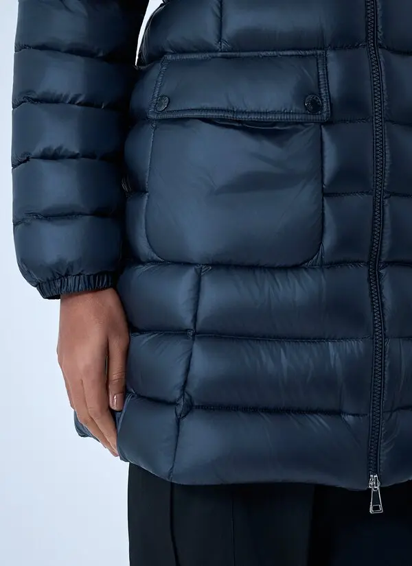 Moncler Genet Down Quilted Long Coat - Blue