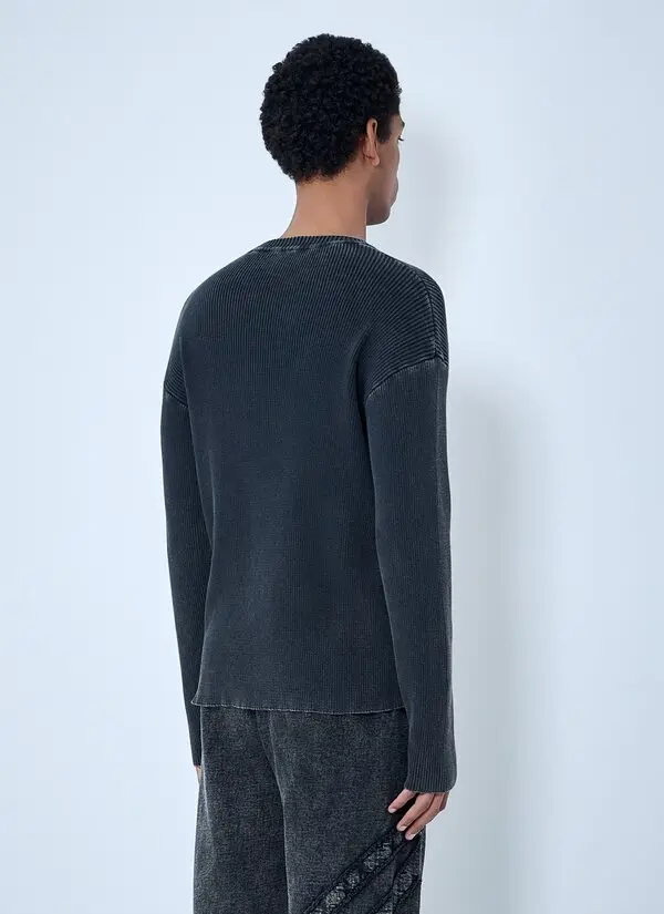 DIESEL® K-darren-d Ribbed Cotton Sweater With Chest Logo - Black