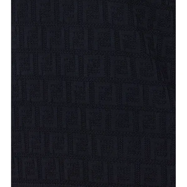 Fendi Knitted All Over Logo Short Sleeve Crew Neck T-shirt - Black