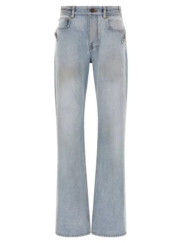 Balenciaga City" Effect Cotton Denim Jeans - Blue