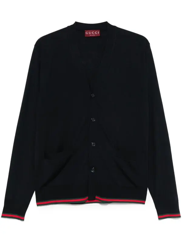 Gucci Wool Cardigan With Web Detail - Multicolor