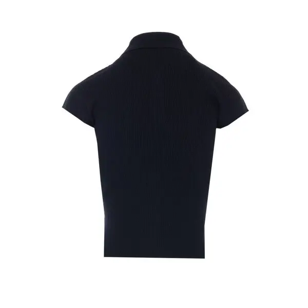 Dolce & Gabbana Ribbed Polo With Jewel Buttons - Black