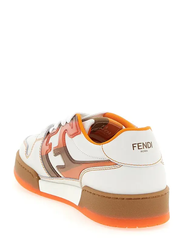 Fendi Ff Jacquard And Suede Lace-up Sneakers - Orange