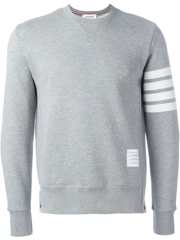 Thom Browne Crewneck Sweatshirt With 4-bar Stripe - Gray