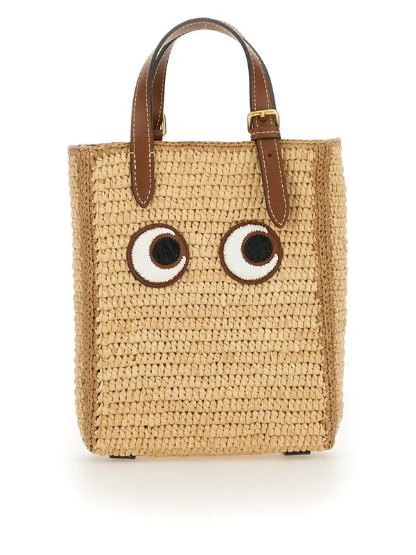 ANYA HINDMARCH Eyes Raffia Tote Bag - Cream