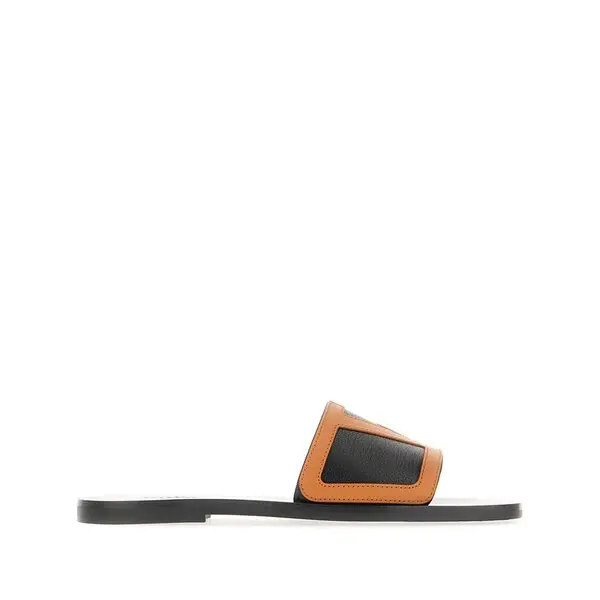 Valentino Garavani Goatskin Vlogo Signature Slides - Black