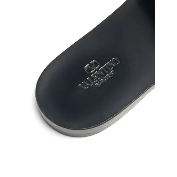 Valentino Garavani Goatskin Vlogo Signature Slides - Black