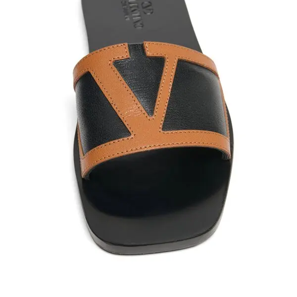 Valentino Garavani Goatskin Vlogo Signature Slides - Black
