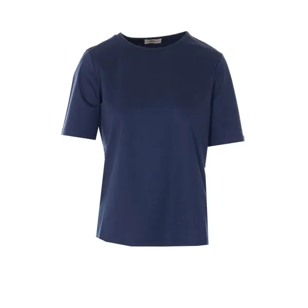 Herno Short Sleeve T-shirt With Side Slits And Button Detail - Blue