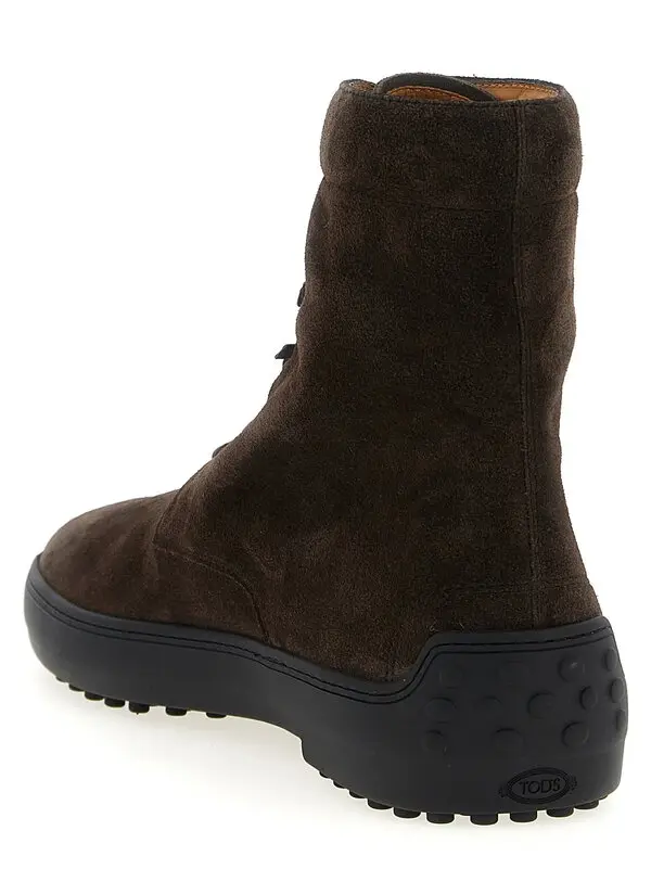 TOD'S Suede Ankle Boots With Lace-up Closure - Brown