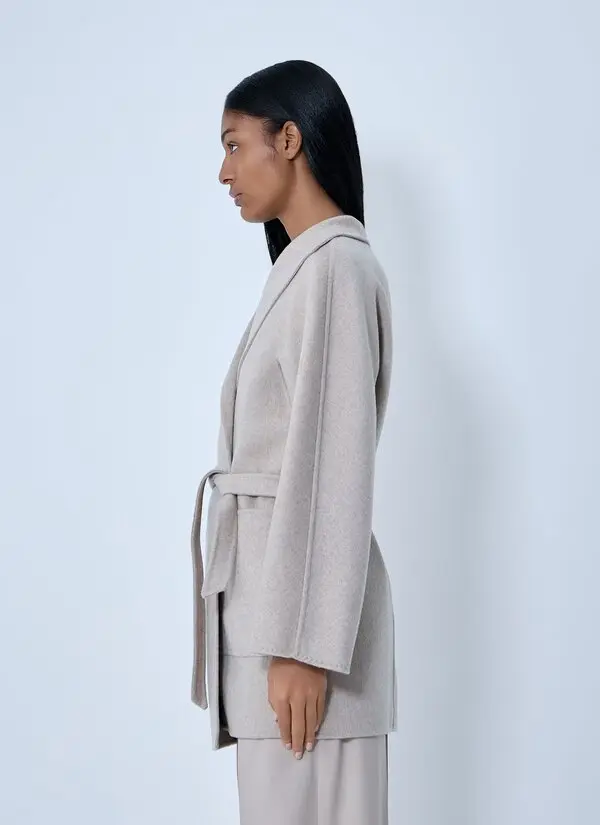 Max Mara Cashmere Wrap Coat With Belt Detail - Cream