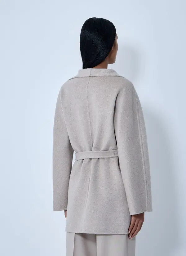 Max Mara Cashmere Wrap Coat With Belt Detail - Cream