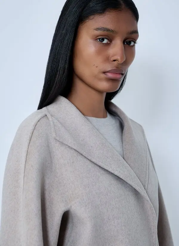 Max Mara Cashmere Wrap Coat With Belt Detail - Cream