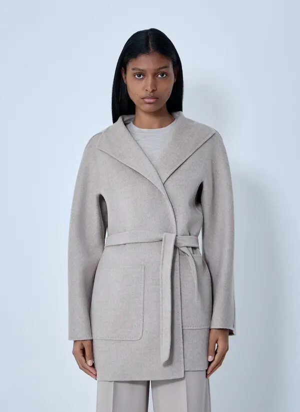 Max Mara Cashmere Wrap Coat With Belt Detail - Cream