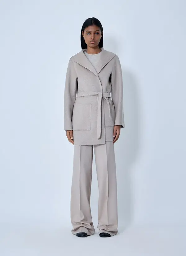 Max Mara Cashmere Wrap Coat With Belt Detail - Cream