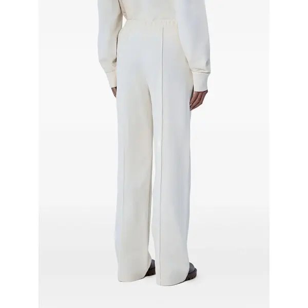 Moncler Straight Trousers With Logo Patch - Cream